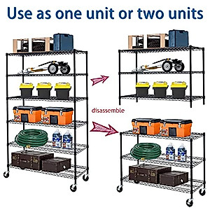 6000Lbs Capacity Heavy Duty Shelving, 6 Tier Wire Shelving Unit on Wheels, NSF Certified Adjustable Storage Shelves Rack for Garage Pantry Basement (18"x 48"x 76", Black) (Black)