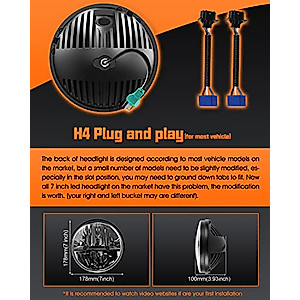 UNI-SHINE 7 inch LED Headlight Round DOT Approved 7’’ led headlight High Low Beam H6024 led headlight Compatible with Jeep Wrangler TJ JK CJ Compatible with Chevy Compatible with Miata Plug and Play