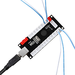 Guwarry 2-Player Zero Delay USB Encoder PC to HAPP Joysticks/HAPP Arcade Buttons for PC, MAME, Raspberry Pi, Arcade1Up - Three 5V Power Output for led Joysticks/LED Daisy Chain/LED Arcade Buttons