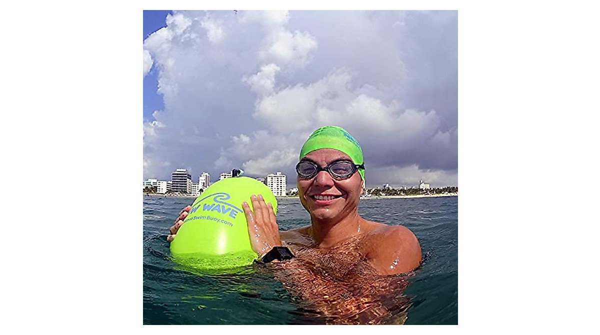 New Wave Swim Bubble Fluorescent Green Safety Float for Open Water