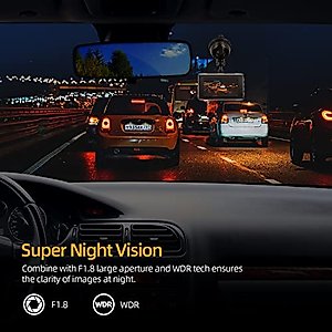 2.5K WiFi Dash Cam Front, 1440P QHD Dash Camera for Cars with Super Night Vision, Parking Mode, 3" Display, 170° View Angle, App Control, G Sensor, 32G SD Card (Max Support 128GB)