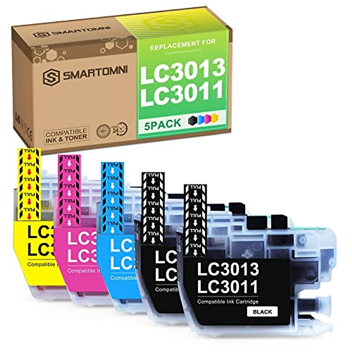 S SMARTOMNI LC3013 LC3011 Compatible Ink Cartridge Replacement for Brother LC 3013 LC 3011 Ink Cartridge for Brother MFC-J497DW MFC-J690DW MFC-J895DW MFC-J491DW Color 5-Pack Set (2KCMY)