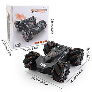 Remote Control Car Toy, Rechargeable Double Sided Driving Stunt RC Car for Boys,Exhaust Spray and Sound Effects RC Cars with LED Lights, 2.4Ghz Indoor/Outdoor All Terrain Electric Cars Gifts for Kids