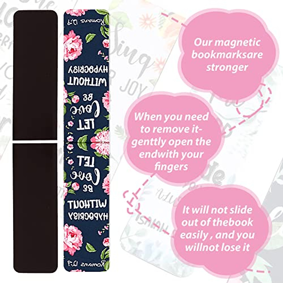 30 Pieces Bible Verses Magnetic Bookmarks with Full Scripture Flower Page Clips Presents for Women Christian Magnetic Book Markers Religious Christmas Gifts Students Teachers Book Lovers