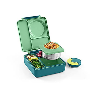 OmieBox Bento Box for Kids - Insulated Lunch Box with Leak Proof Thermos Food Jar - 3 Compartments, Two Temperature Zones - (Meadow) (Single) (Packaging May Vary)