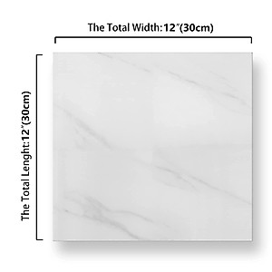 CHICHOME 16 Pack 12x12 Inch Peel and Stick Floor Tile Bathroom Waterproof White Marble Floor Tiles Self Adhesive Vinyl Flooring Removable Sticky Tiles Decorative for Floor Kitchen Bedroom Living Room