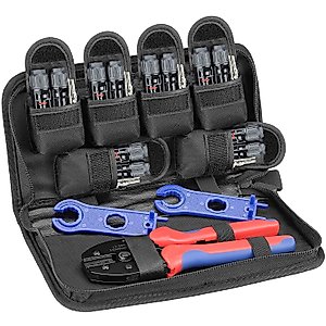 BougeRV Solar Crimper Tool Kit for Solar Panel Cable Wire with 1PCS Solar Crimper and 6Pairs Solar connectors and 1Pair Solar Connector Spanner Wrench, Solar Installation Assembly Tools