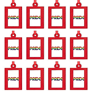 Rainbow Pride Christmas Photo Ornament Frame Red Picture Frame for Xmas Tree Hanging Decoration