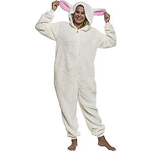 Funziez! Slim Fit Sherpa Adult Onesie - Animal Halloween Costume - Plush One Piece Cosplay Suit for Women and Men