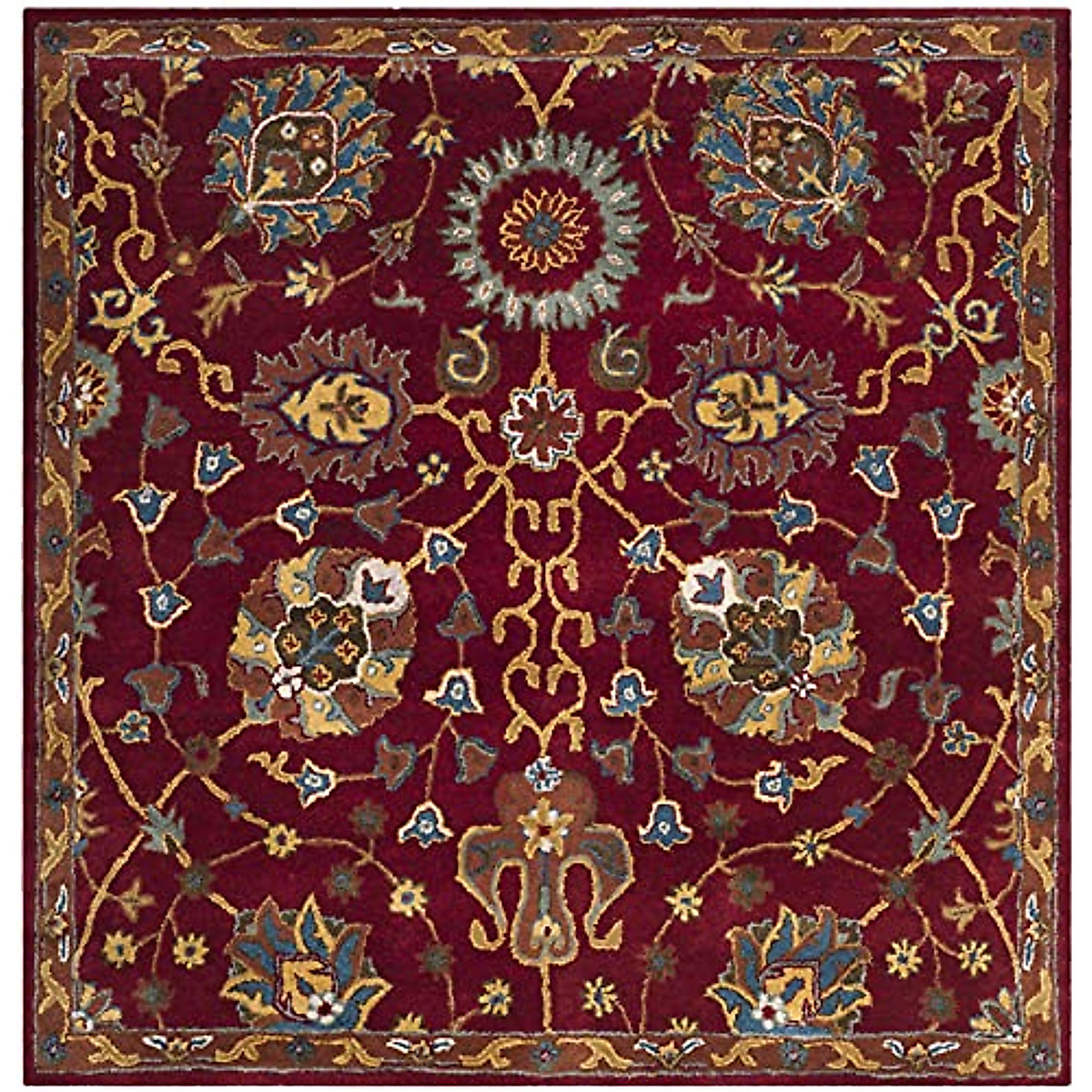 SAFAVIEH Heritage Collection 6' Square Red HG655A Handmade Traditional Oriental Premium Wool Area Rug