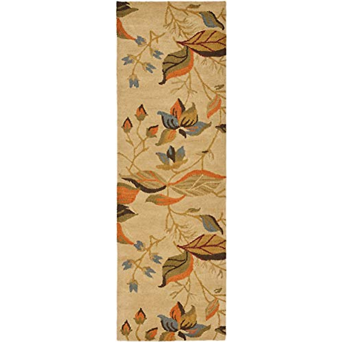 SAFAVIEH Blossom Collection 2'3" x 8' Beige / Multi BLM913C Handmade Floral Premium Wool Runner Rug