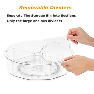 2 Pack Round Plastic Rotating Turntable Organizers -Clear Lazy Susan Organizer Container Bins for Cabinet, Pantry, Fridge, Countertop, Kitchen, Vanity - Spinning Organizer for Spices, Condiments