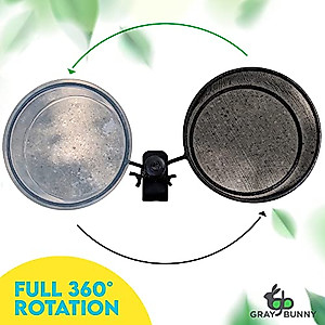 Gray Bunny Bird Feeder Tray and Bird Bath Set Deck Mounted with 360-degree Rotation, Adjustable Clamp, Removable Dish - Weather Proof, Christmas Decorations Outdoor Yard, Gardening Gifts for Women