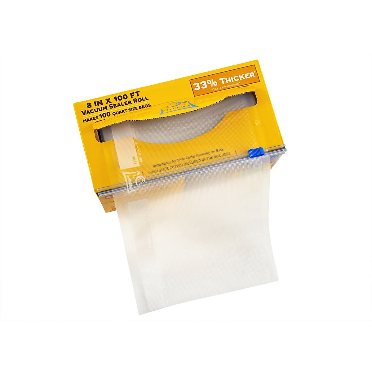 6" x 100' Mega Roll & Cutter Box Vacuum Sealer Bags Roll (No More Scissors) 4 mil 100 Foot OutOfAir, 33% Thicker, BPA Free, Sous Vide, Commercial Grade, Works with FoodSaver Sealers