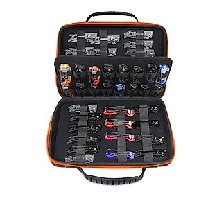 Pocket Knife Display Case, Folding Knife Holder, Mini Knives Carrying Case,Small Knife Collection Pouch Carrier Roll for Hiking,Hunting and Camping Outdoor Activities, Black & Orange, 62 Slots