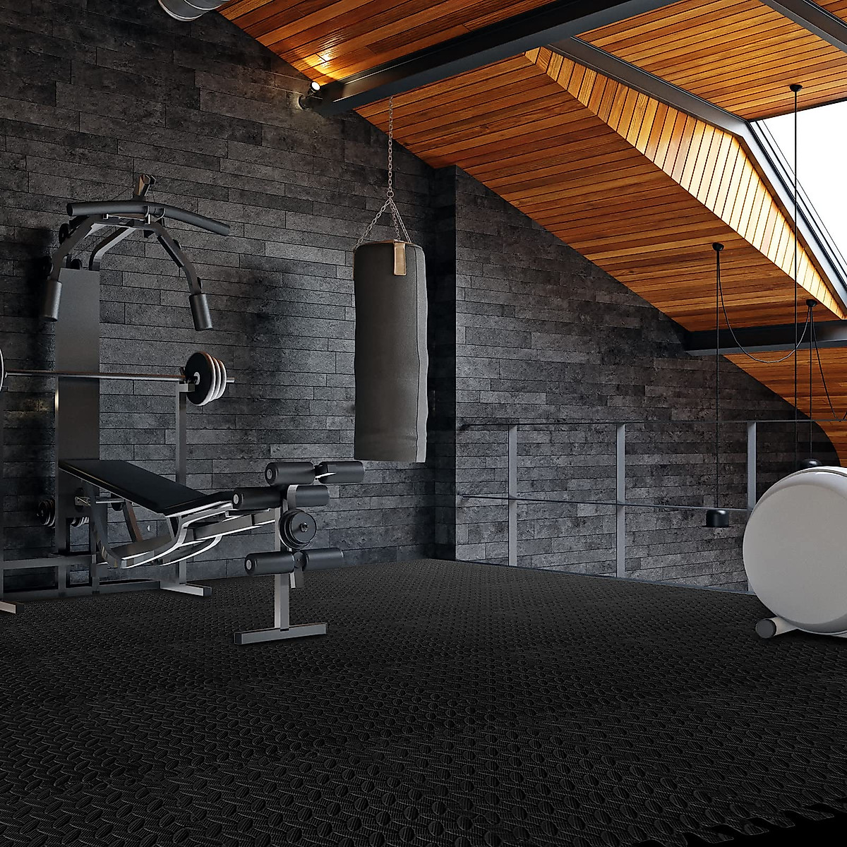 64 Pcs Baby Play Mat Interlocking Toddler Foam Mats Puzzle Playmat for Babies Square Foam Floor Mat for Gym, Nursery, Playroom (Black)