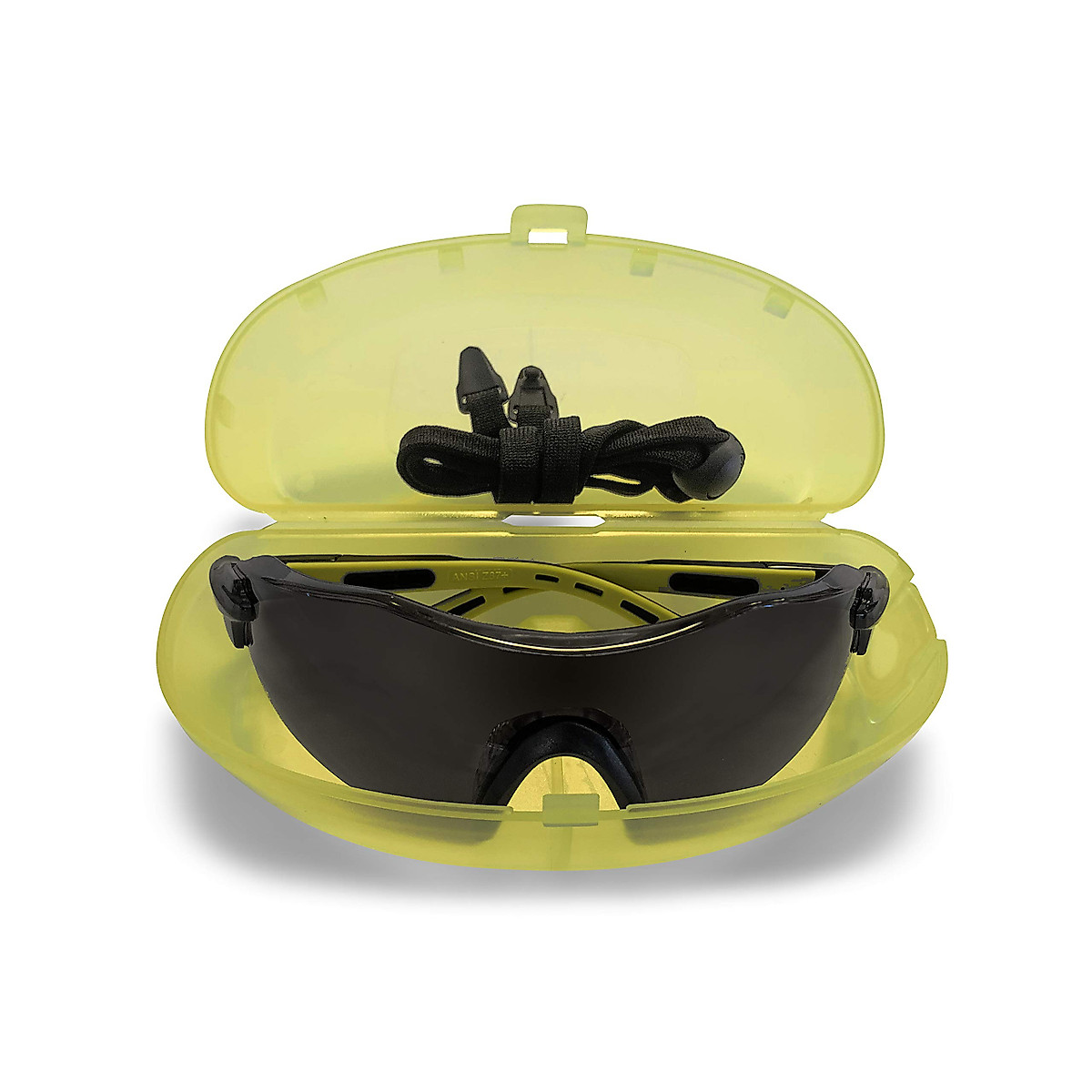 SafetyPlus Anti-Fog Safety Glasses (Clear Lens) SPG801CL-AF, ANSI Z87.1, Scratch Resistant, Wrap Around Lens, Adjustable Temple & Hinges, UV Protection, Case & Strap Included