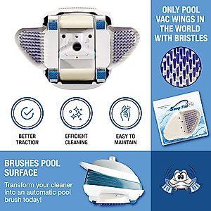 Sweep Fins Pool Vac Wings Replacement Kit for Hayward Pool Vacuum Models - Wings with Bristles That Brush Plaster, Pebble and Vinyl Surfaces