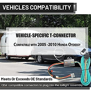 MECMO Trailer Wiring Harness for 2005-2010 Honda Odyssey 4-Way Flat Hitch Wire Trailer Light Hook Up, Plug-in Simple T-Connector Vehicle Side Towing Harness