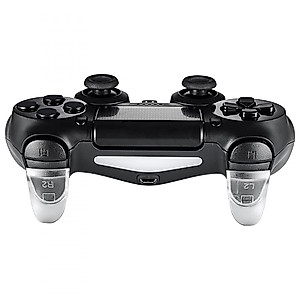 eXtremeRate Transparent Clear 2 Pairs L2 R2 Buttons Extention Trigger for PS4 Controller, Game Improvement Adjusters Extenders for PS4 Controller JDM-030