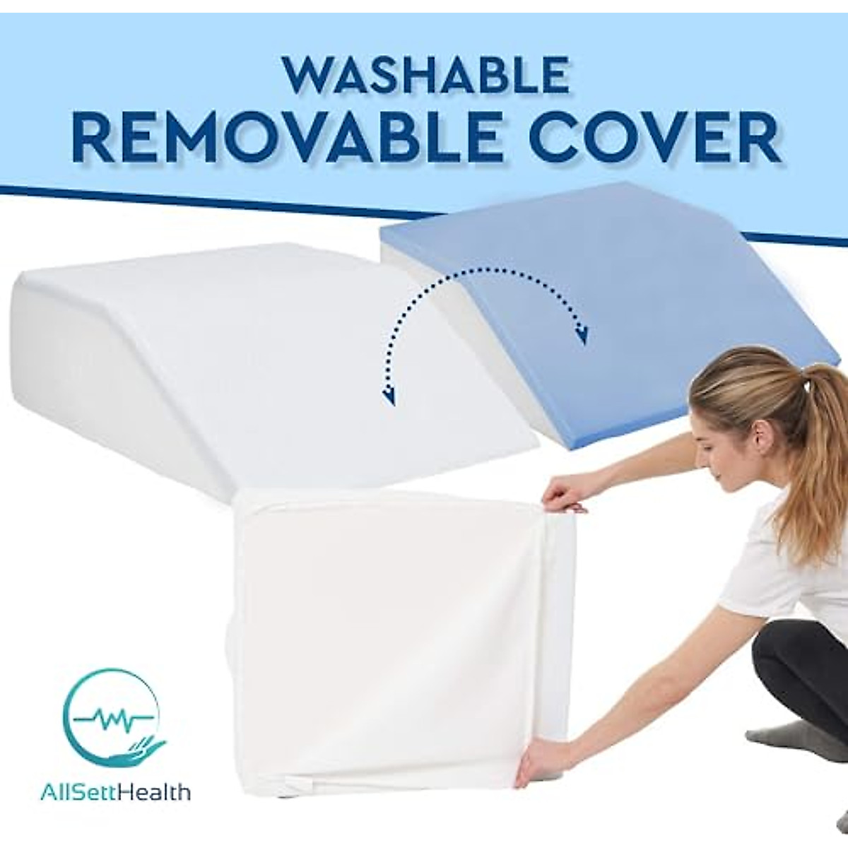 Leg Elevation Wedge Pillow for Sleeping, After Surgery | Memory Foam | Relieves Foot and Ankle Injury, Legs, Hip, and Knee Pain, Improves Blood Circulation, 8 Inch