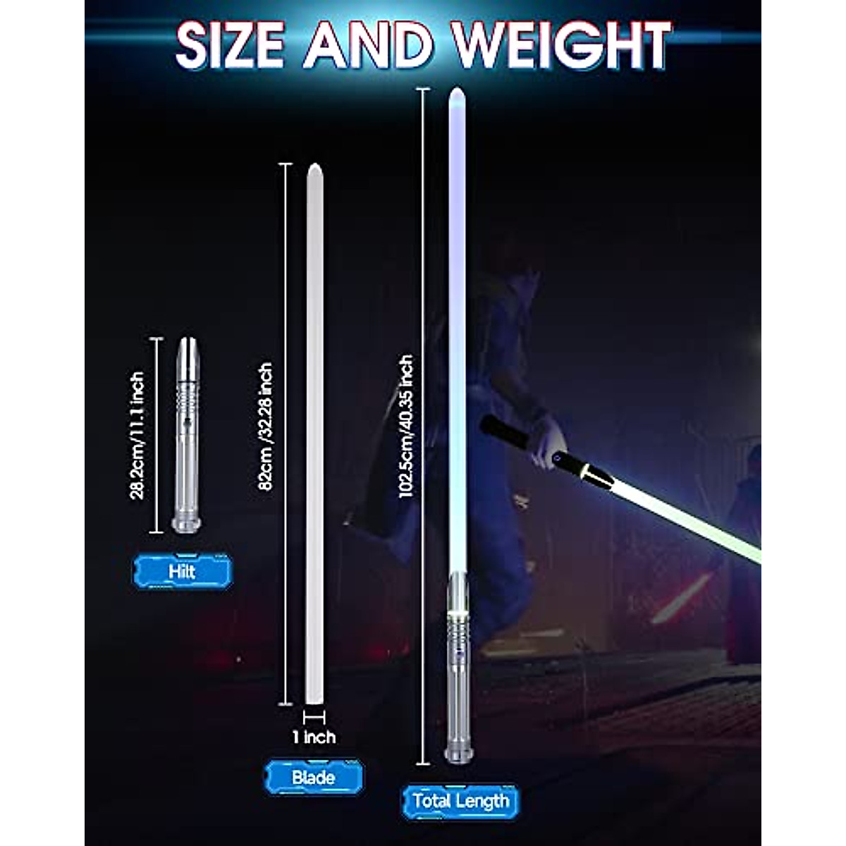Dueling Light Saber, Motion Control Lightsabers for Adults,Smooth Swing Light Saber with 10 Sound Fonts,RGB 12 Colors Changeable, Metal Hilt for Halloween Cosplay Party,Birthday Gift, Grey,S9