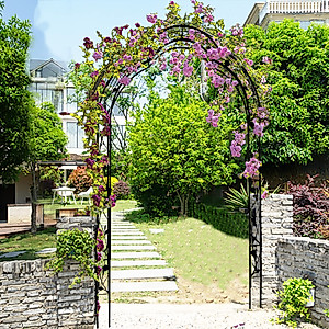 Metal Garden Arch 98.4" H Garden Arbor Trellis Climbing Plants Support Rose Arch Outdoor Lawn Wedding Party Events Archway Black