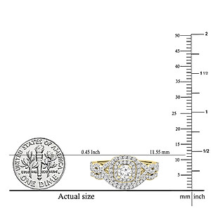 Dazzlingrock Collection 1.00 Carat (Ctw) Round Lab Grown White Diamond Criss Cross Style Engagement Ring Set for Her in 18K Yellow Gold Size 5.5