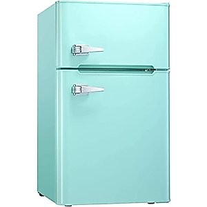 Kndko Compact Refrigerator 3.2 CU.FT. Fridge with Freezer - Dual Door Fridge - Adjustable Temperature, Energy Saving - Retro Refrigerator (Green)