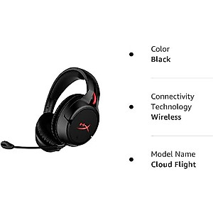 HyperX Cloud Flight - Wireless Gaming Headset, Battery Lasts Up to 30 hours of Use, Detachable Noise Cancelling Microphone, Red LED Light, Bass, Comfortable Memory Foam, PS4, PC, PS4 Pro (Renewed)