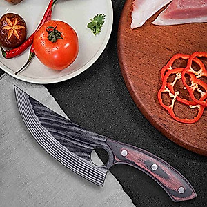tatakook Butcher Knife for Meat Cutting,Hand Forged Viking Knife with Sheath,Caveman Knives Camping knife for Kitchen,Meat Cleaver Boning Knife (color 2)