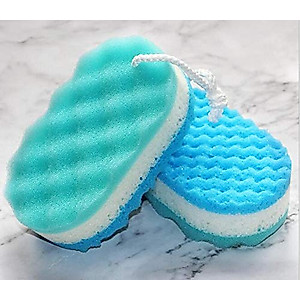 Winture Pack of 3 Exfoliating Foam Sea Sponge Natural Feel Soft Bath Sponge Body Shower Sponges for Women Men (Extra Large Size)