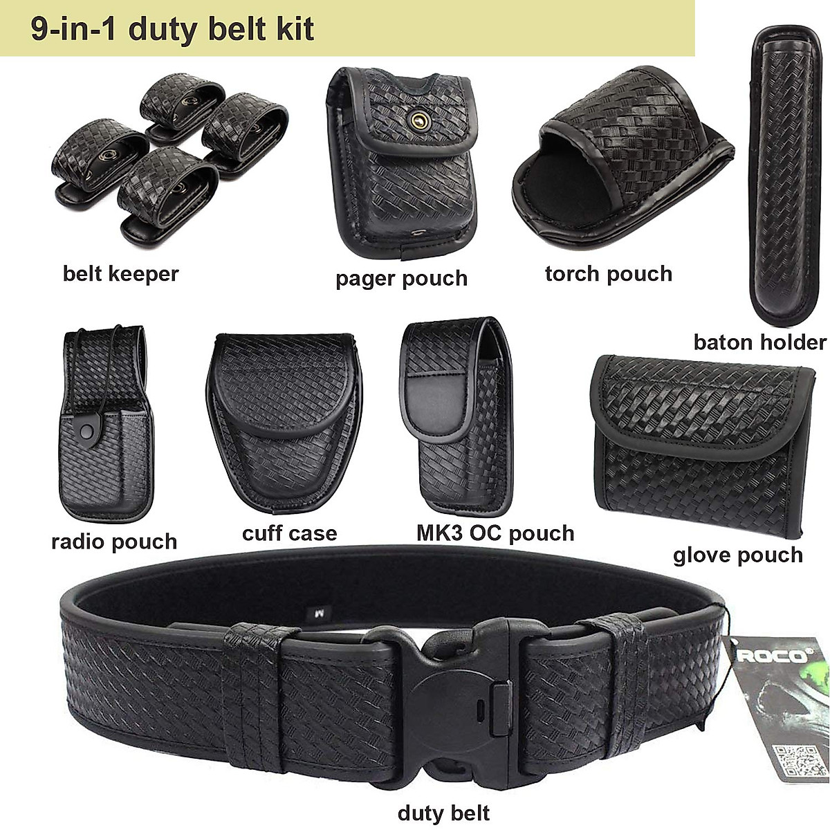 LytHarvest 9-in-1 Police Duty Belt Kit with Pouches, Law Enforcement Utility Belt Rig, Modular Security Guard Equipement Utility Belt,Basketweave (Medium)