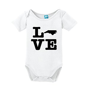 North Carolina Love Printed Infant Bodysuit Baby Romper White 0-3 Month