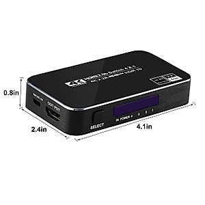 FERRISA 4K 60Hz 4x1 HDMI Switch, 4 Port Auto HDMI Switch Box with IR Remote,Support HDCP 2.2 4Kx2K 3D 1080P,4 in 1 Out HDMI Switch Switcher Selector for Xbox360/PS3/Roku/to TV Projector