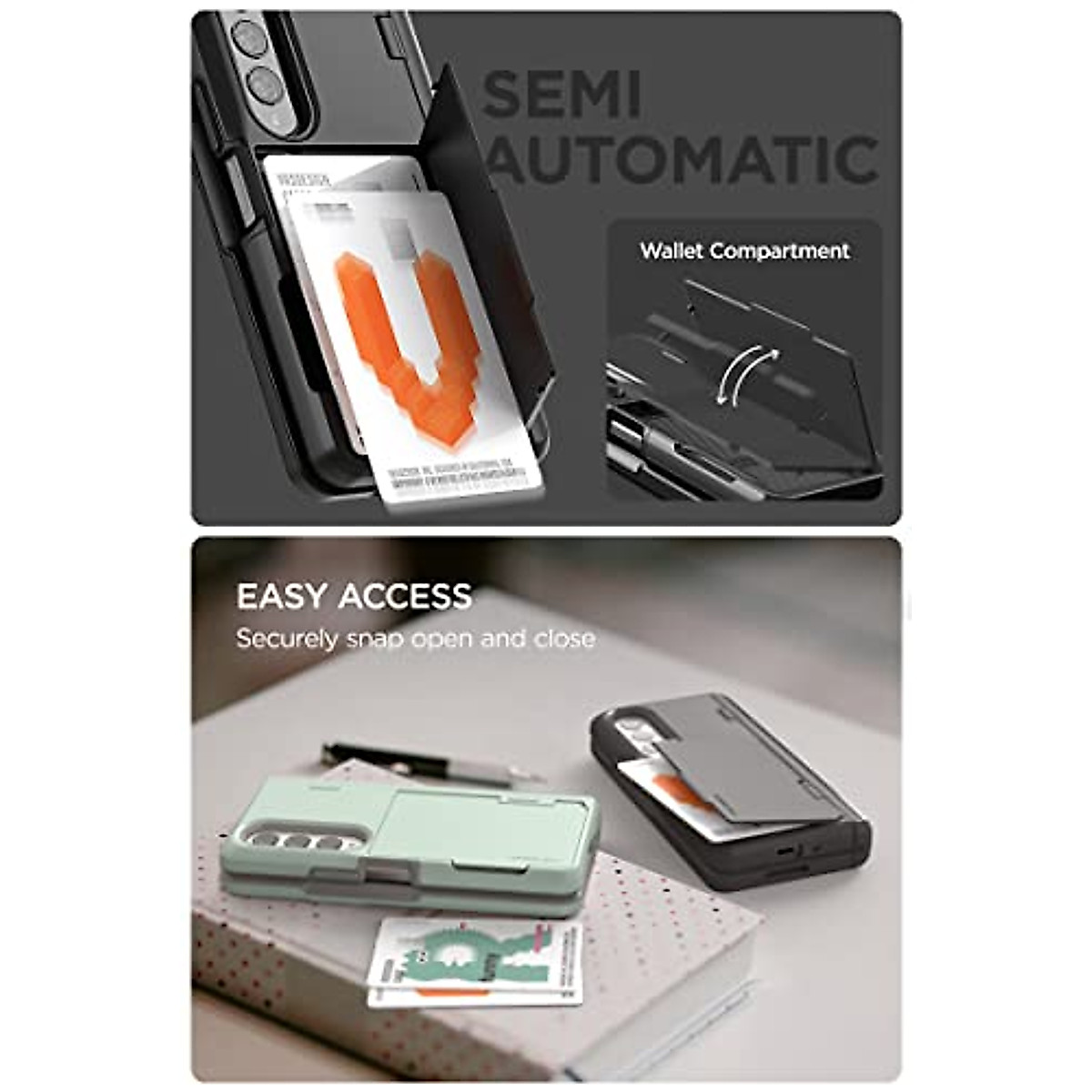 VRS DESIGN Terra Guard Modern GO S Phone Case for Galaxy Z Fold 4 5G (2022), Premium Modern Neat Style Hinge Protection Card Case with S Pen Compartment (Matte Black/Renewed)