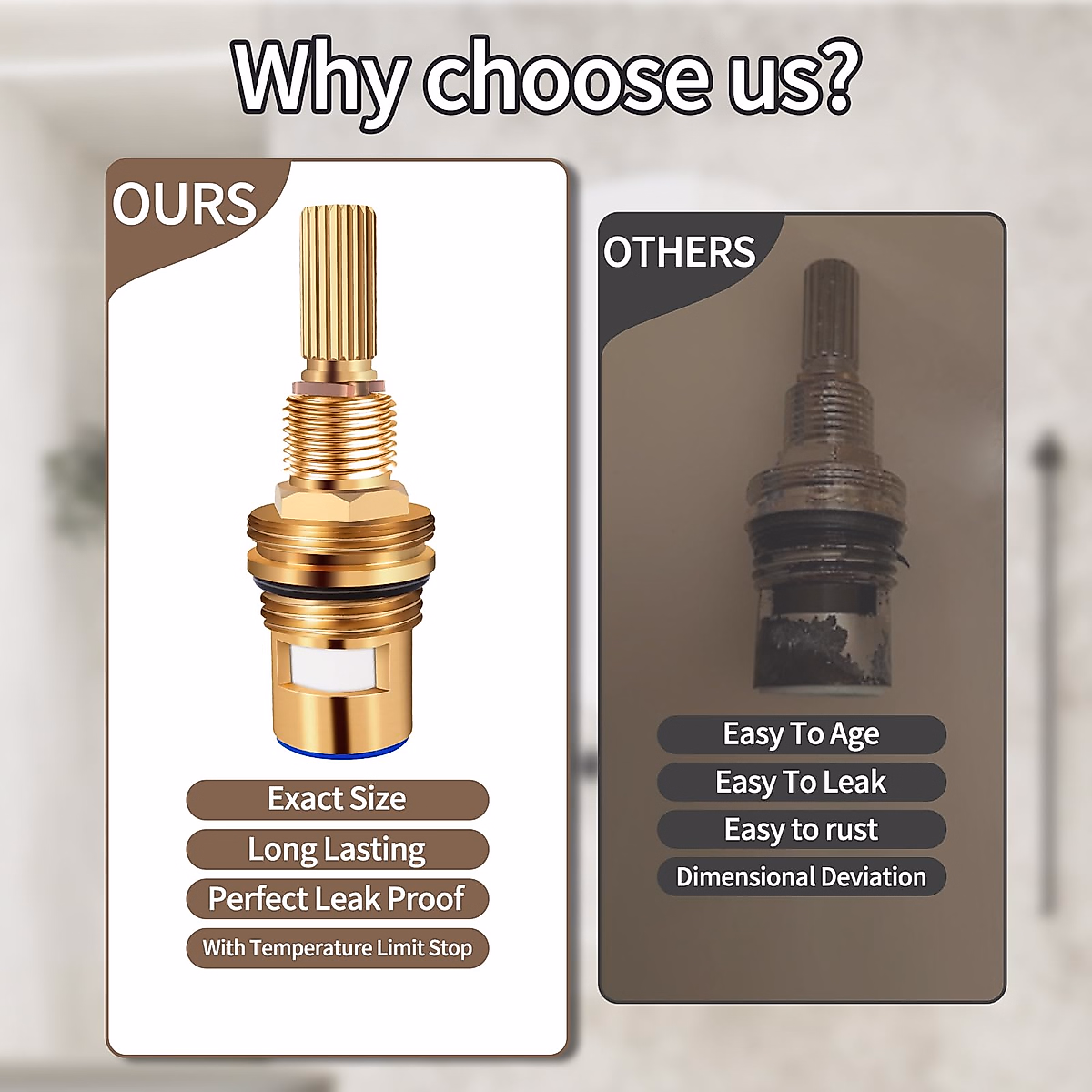 Brass 1-001 & Brass 1-002 Ceramic Valve Set，Replacement Hot Widespread Cartridge and Cold Widespread Cartridge,Brass Construction (Brass 1-001 & Brass 1-002)