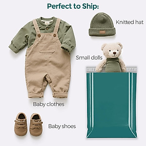 Fuxury Poly Mailers 10x13 Inch 100 Pcs, Waterproof Shipping Bags for Clothing, Strong Adhesive Shipping Envelopes for Small Business, Self Seal Mailers Poly Bags Mailing Envelopes Forest Green