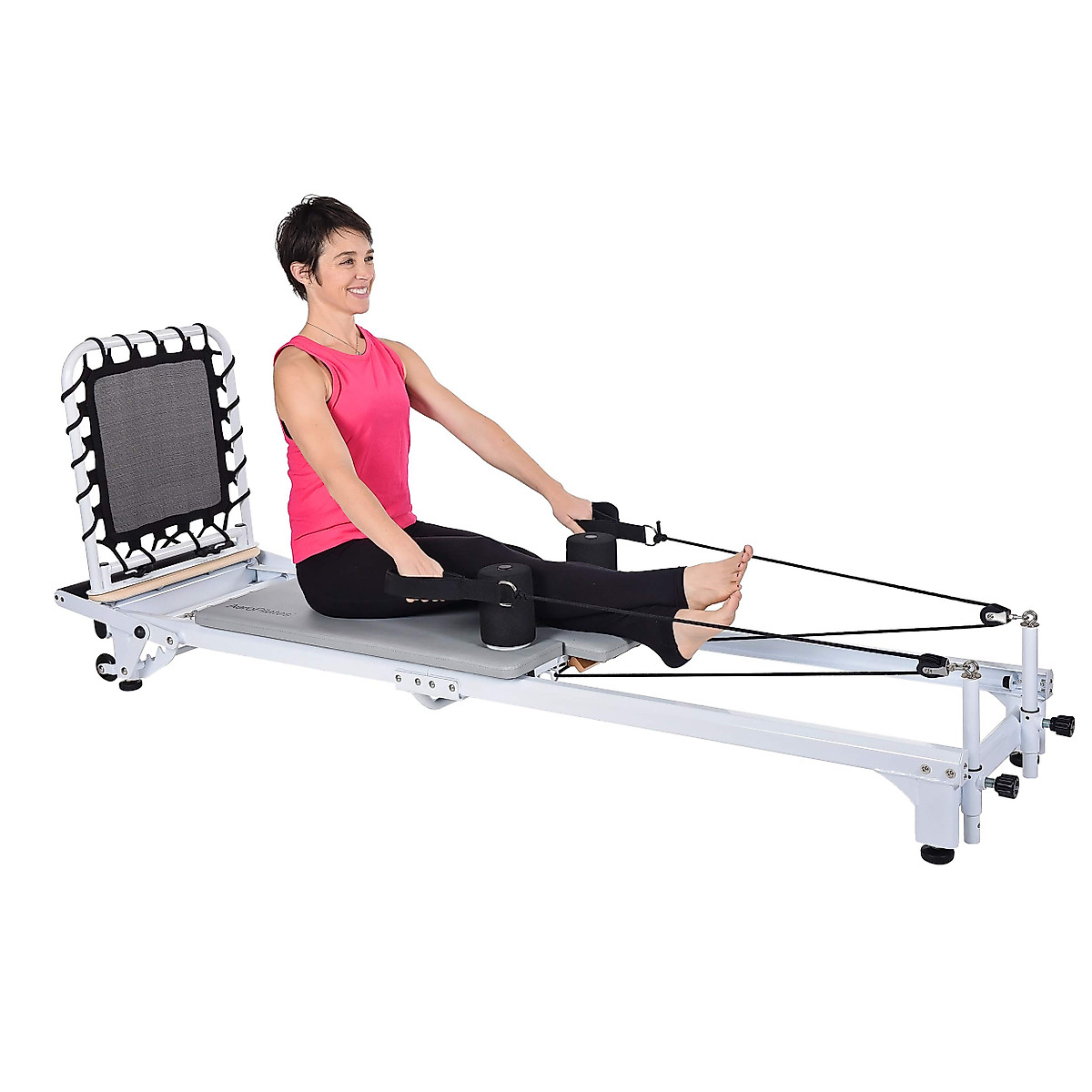 AeroPilates Precision Series Pilates Reformer Machine with Wheels for Toning Home Exercise Workouts, Improve Body Balance, and Stamina, White