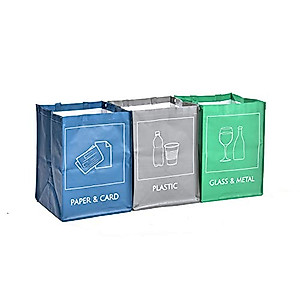 YOUNG DA Reusable Recycle Bin Bags, Separate Recycling Trash Bins Box for Home Kitchen Garden, Recyclable Waste Sorting Organizer Waterproof Compartment Container(3pcs)