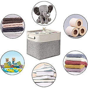 Kntiwiwo Foldable Storage Bin Collapsible Basket Cube Storage Organizer Bins with Dual Carry Handles for Home Closet Nursery Drawers Organizer, Set of 3