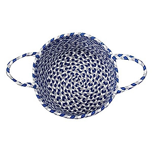 Super Area Rugs Farmhouse Plant Basket/Planter Multi Purpose Open Top Bin with Handles, Cotton Rope Basket, 8-inch, 10-inch and 12-inch Blue, White, Gray