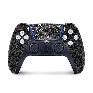 TACKY DESIGN Playstation 5 skin BLACK Skin for PS5 Skin Console and 2 controller skin, PS5 cover Vinyl 3M Decal Stickers Full wrap Cover (Disk Edition)