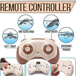 Akargol 2.4G Remote Control Dinosaur Toys for Kids, High Simulation Mosasaurus Toys RC Boat with Light and Spray Water for Swimming Pool Lake Bathroom, Bath Toys (with 2 Batteries)