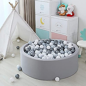 GOGOSO Ball Pit Balls - Plastic Play Pit Balls Crawl Ball with Color Grey, Light Grey, White for Baby Kids Playpen Pool, 2.2 Inch, 100 pcs