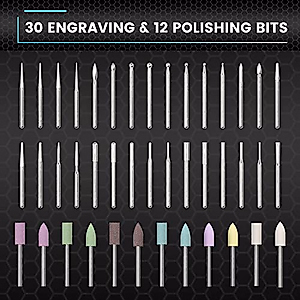 ARROWMAX Electric Engraving Pen, Polishing Pen with 42 Bits, Aluminum Case, Smart Motion Control, OLED, Bluetooth, APP, Wireless Magnetic Charge, for Jewelry, Wood, Glass, Stone, Carving (SGS PRO)