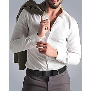 FAIRWIN Men's Ratchet Web Belt,1.25 inch Nylon Automatic Buckle Belt,No Holes Invisible Belt for Men(Black, S)