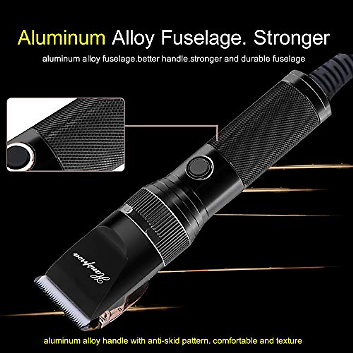 Hansprou Dog Shaver Clippers High Power Dog Clipper for Thick Heavy Coats Low Noise Plug-in Pet Trimmer Pet Professional Grooming Clippers with Guard Combs Brush for Dogs Cats and Other Animals