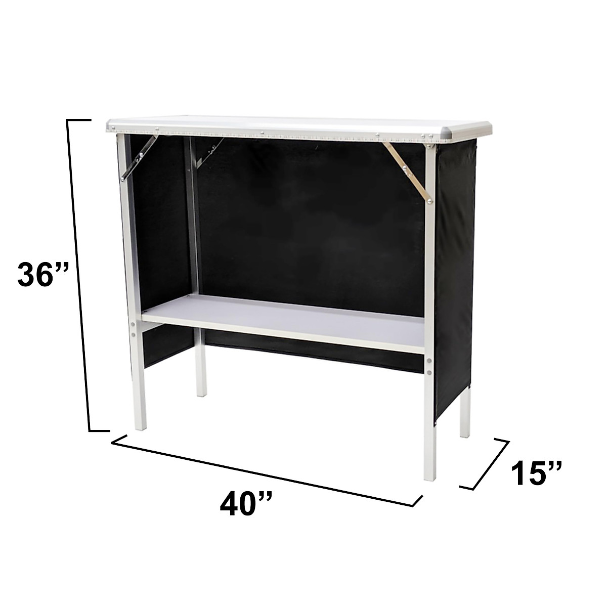 PARTYPONG Black Folding Portable Party Bar with Black Skirt, Storage Shelf, and Carrying Bag - Single Set