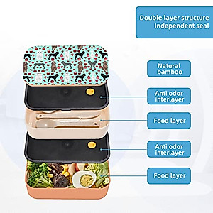 KOOLR Poodles Dogs Print Bento Box Adult Lunch Box With 2 Compartments Stackable For Work Picnic Leak Proof Bento Box